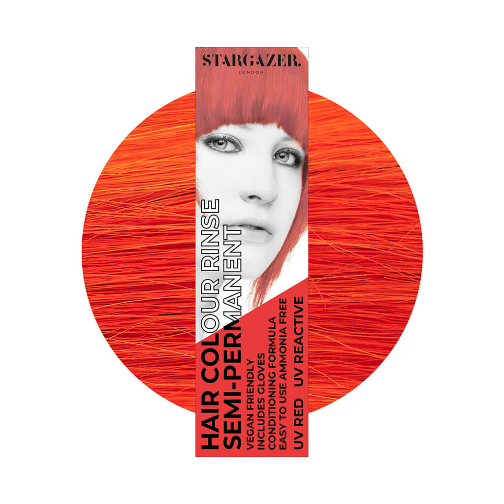 Stargazer Neon Red Semi-Permanent Hair Dye, UV-Reactive Colour